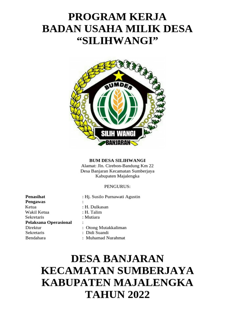 Program Kerja BUM Desa Sip | PDF