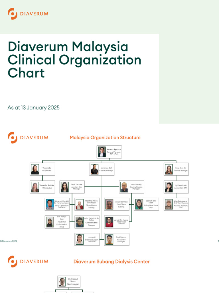 Diaverum Malaysia Clinical Organization Chart - 13 Jan 2025 | PDF