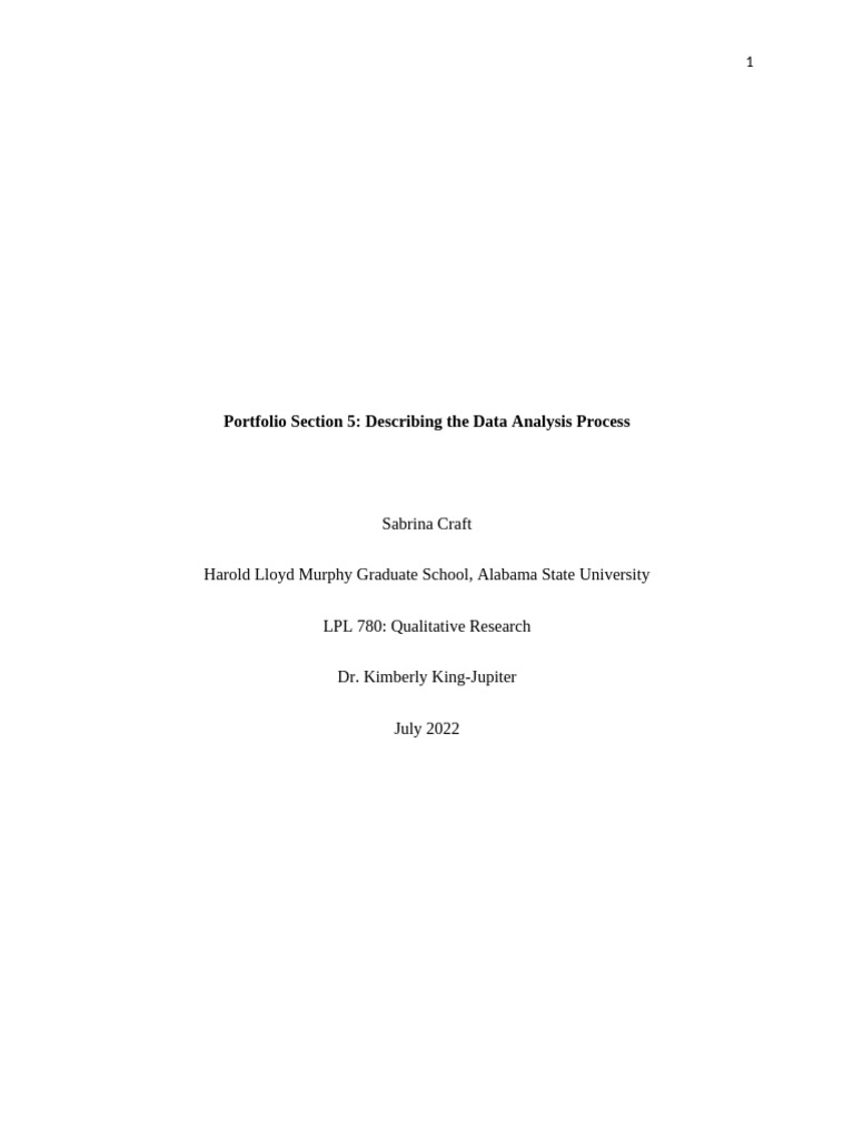 LPL 780 Portfolio Section 5 Describing The Data Analysis Process | PDF | Sheep | Data Analysis