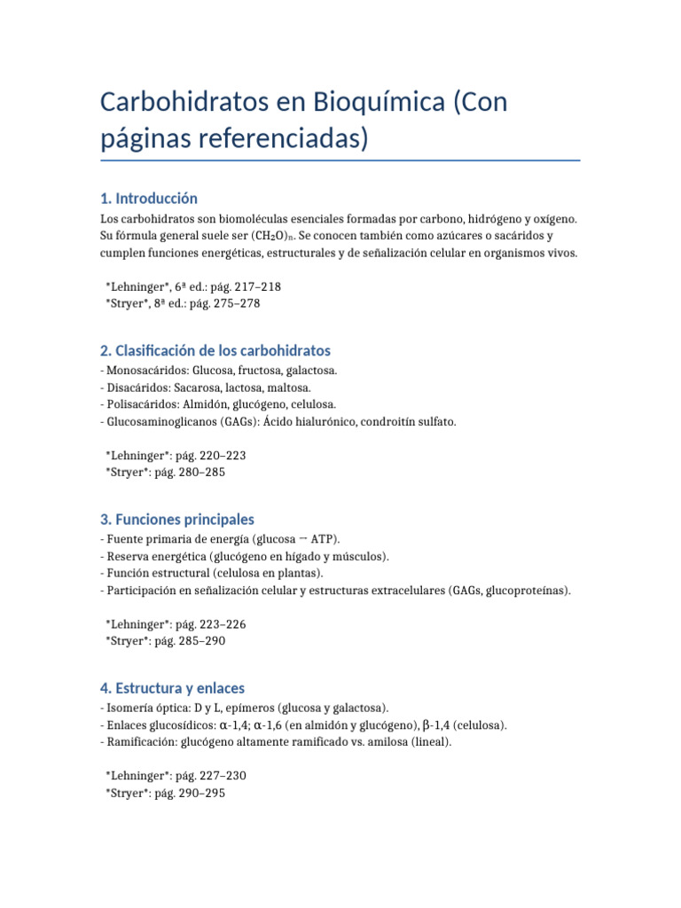 Carbohidratos en Bioquimica Con Paginas | PDF
