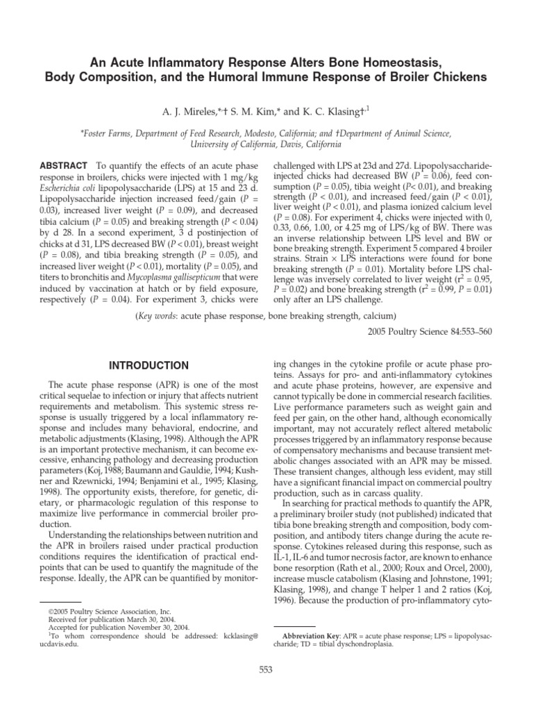 An Acute Inflammatory Response Alters Bone Homeostasis Body Co - 2005 ...