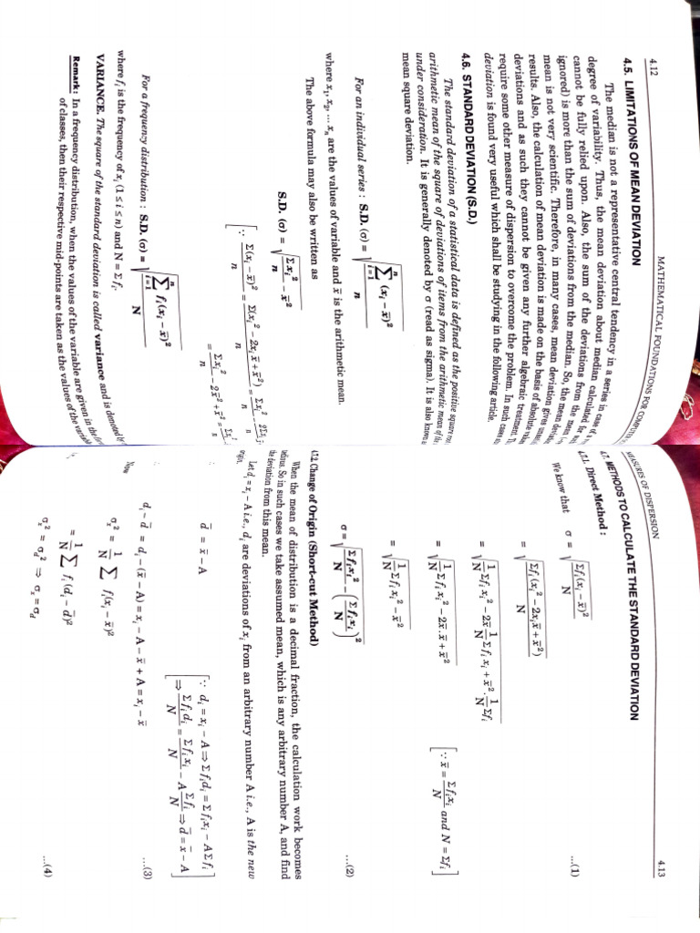 Standard Deviation Notes Pdf Descriptive Statistics Statistical