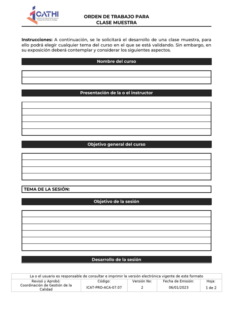 Icat Pro Aca 07 07 Ot Clase Muestra | PDF