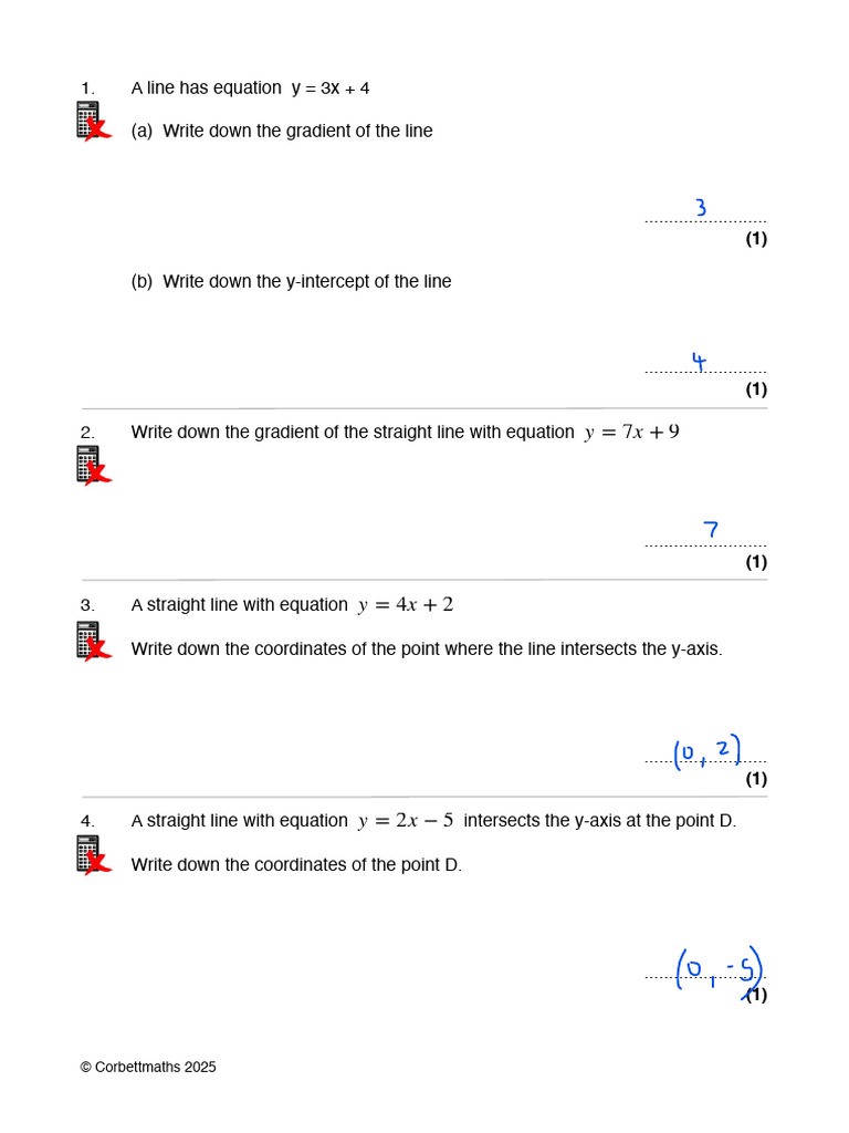 Equation of A Line Questions Answers | PDF | Line (Geometry ...