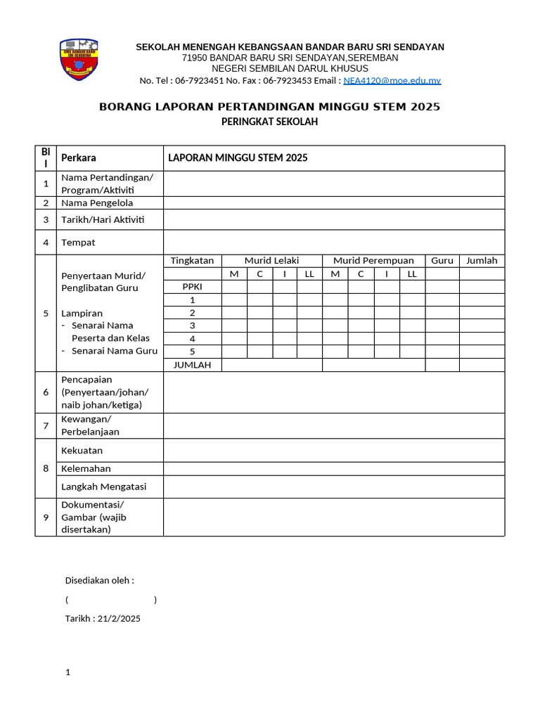 Template Laporan Pertandingan | PDF