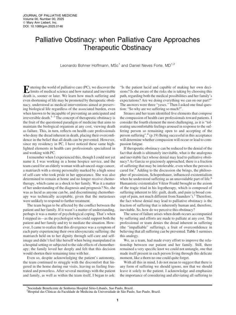 Palliative Care and Therapeutic Obstinacy | PDF | Suffering | Health Care