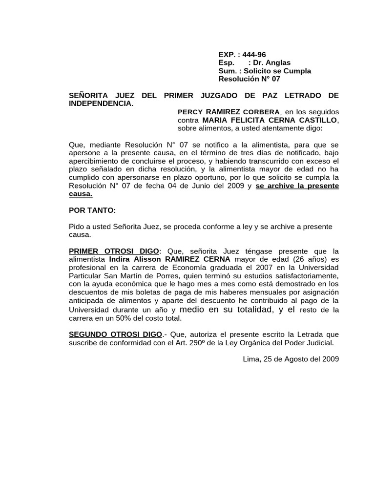 Solicito Se Cumpla - 290ç | PDF