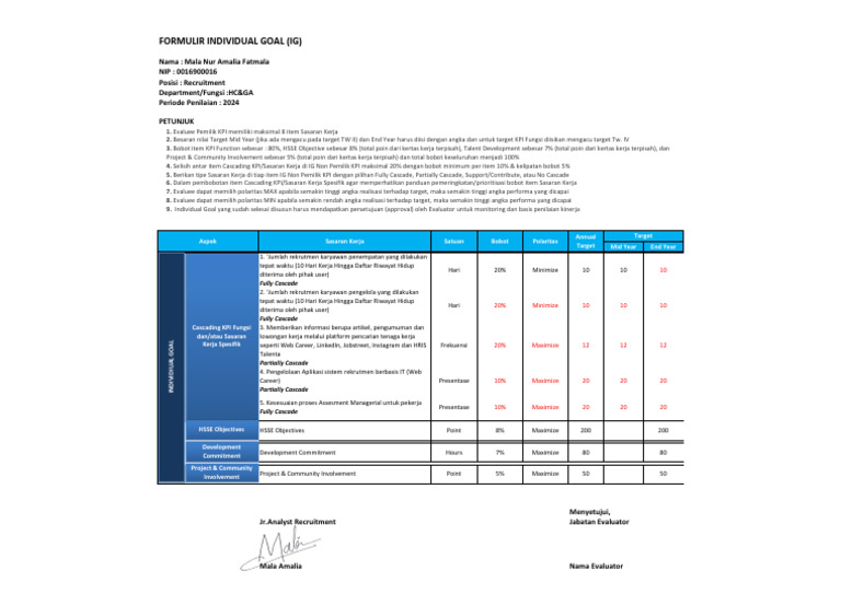 Mala Form Offline 2024 - Individual Goal Setting REV01 - RVW DONE | PDF