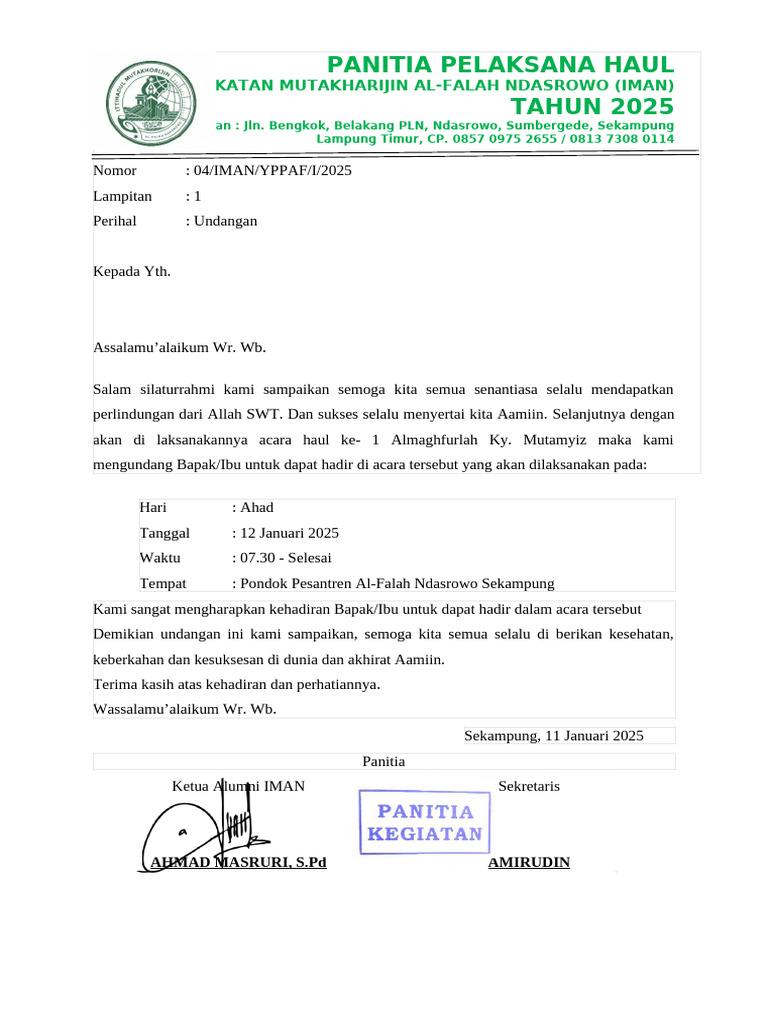 Undangan Haul | PDF
