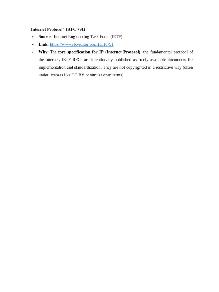 RFC 791: Internet Protocol Specification | PDF