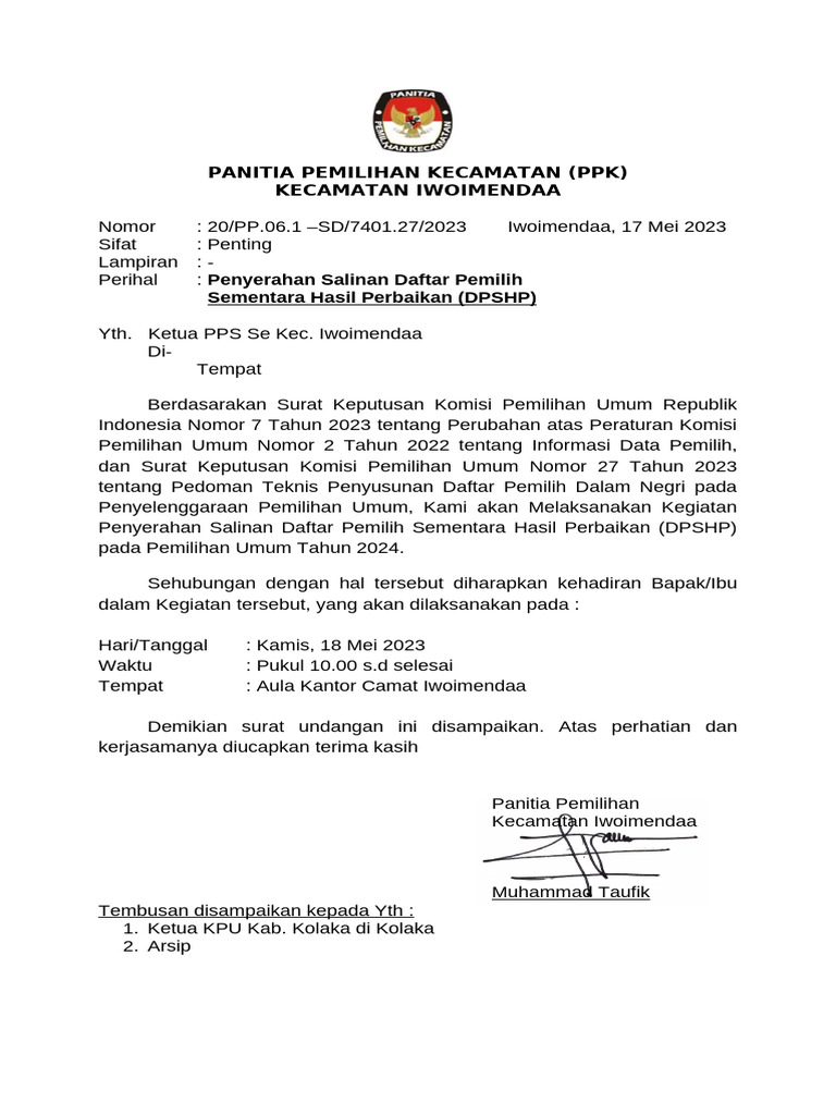 Surat PPK 2023 | PDF