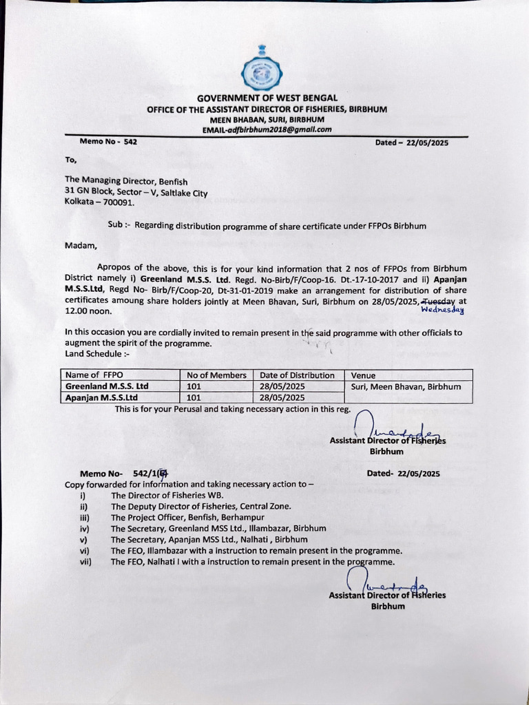 Share Certificate Distribution in Birbhum | PDF