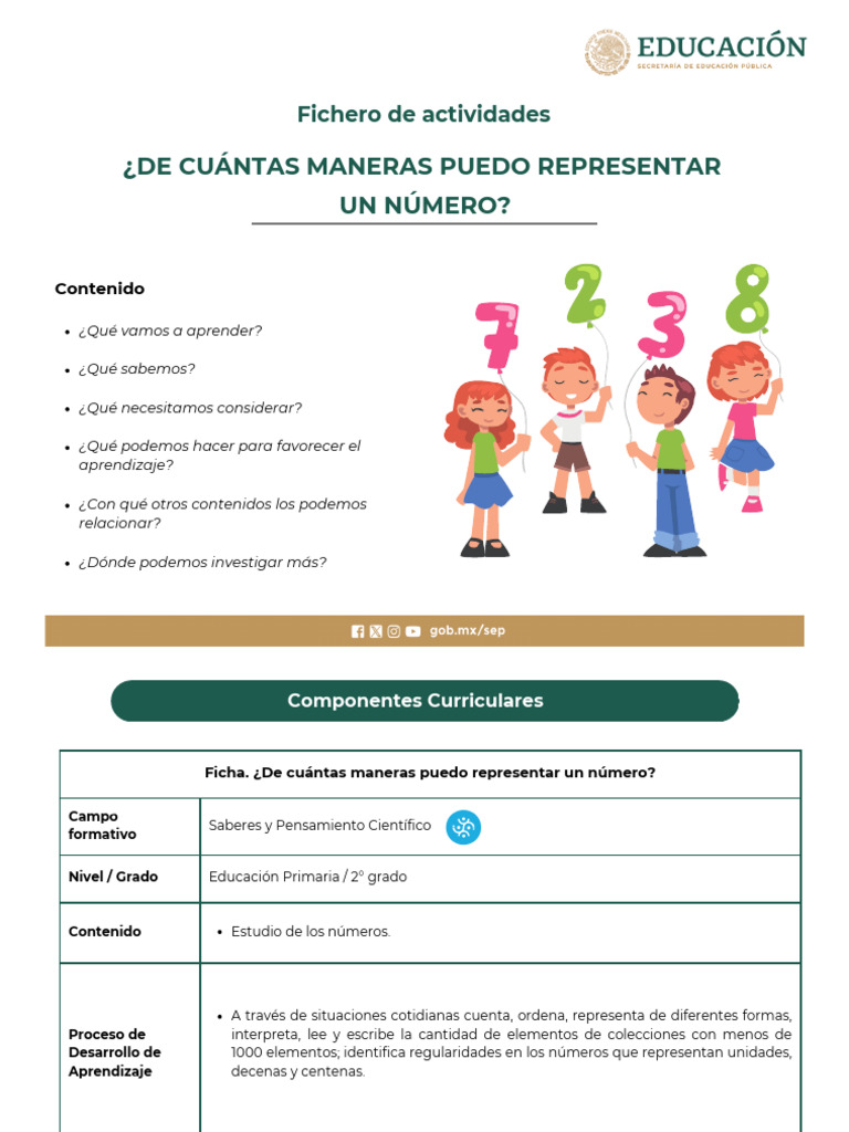 Fichero - 2° - ¿De Cuantas Maneras Puedo Representar Un Numero | PDF ...
