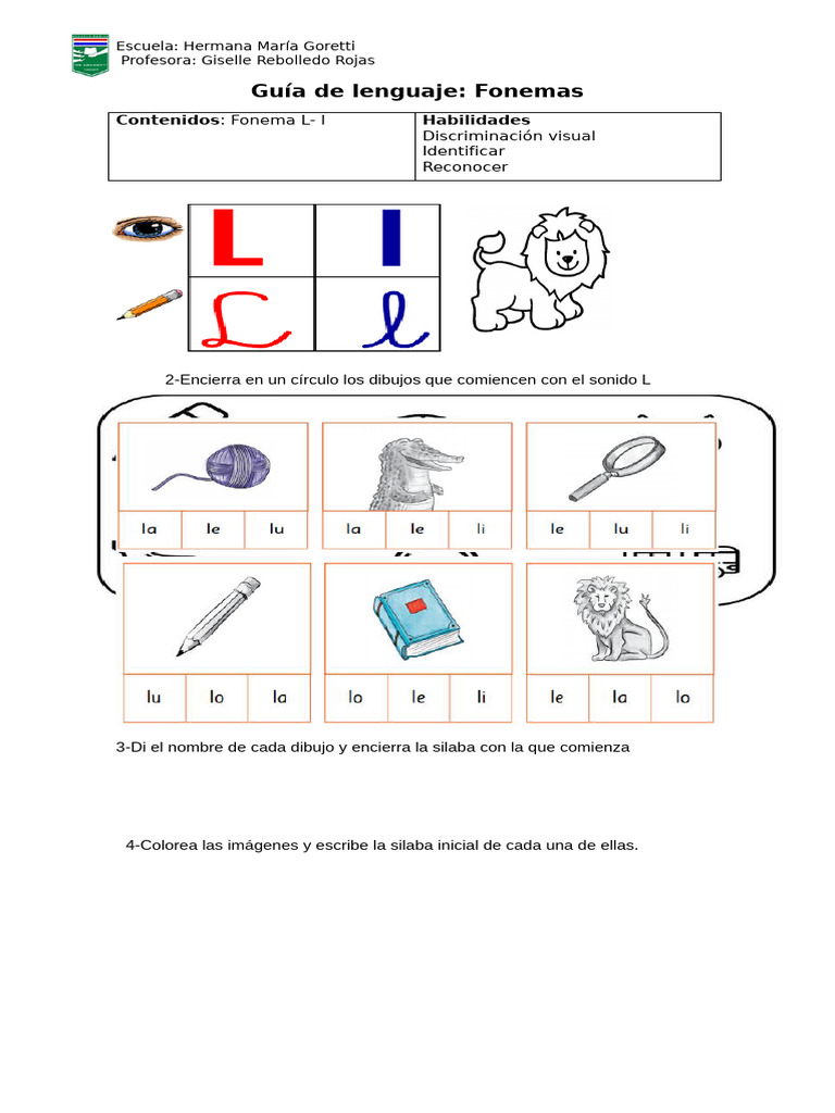 Guía Fonema L | PDF