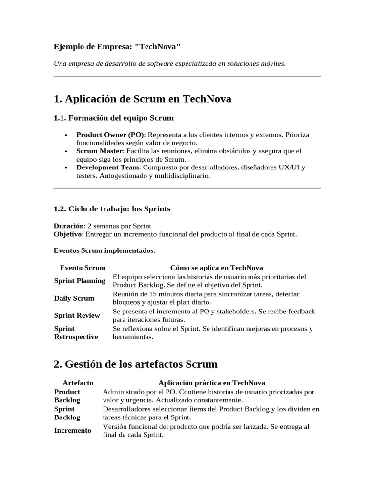 Ejemplo de Empresa Metodología Scrum | PDF | Scrum (desarrollo de software) | Informática