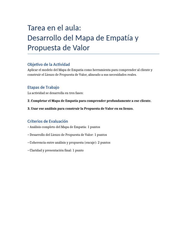 tarea Mapa de Empatía y Propuesta de Valor | PDF
