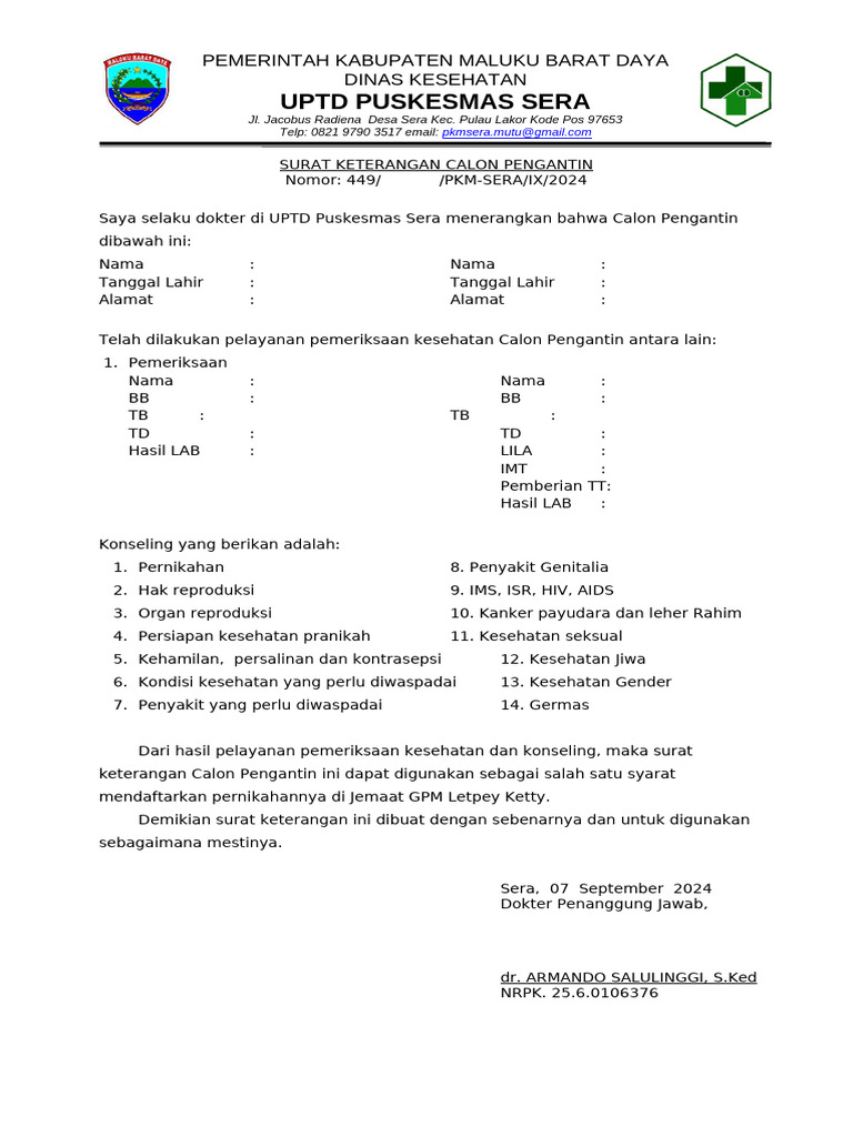 Surat Keterangan Catin | PDF