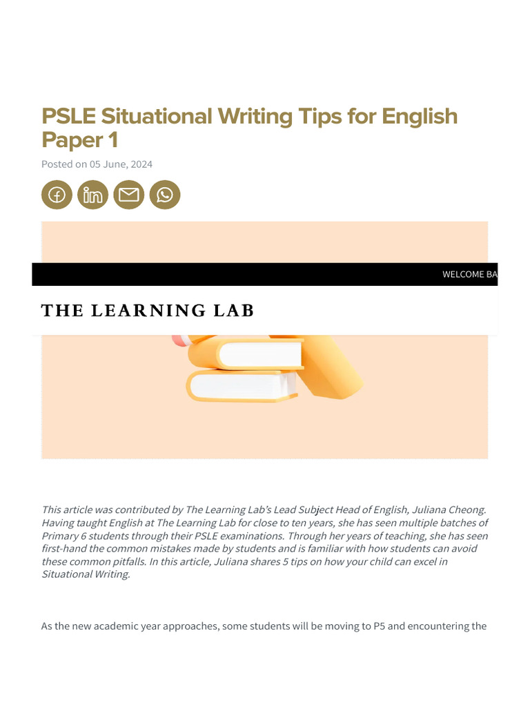 PSLE Situational Writing Success Tips | PDF | Human Communication