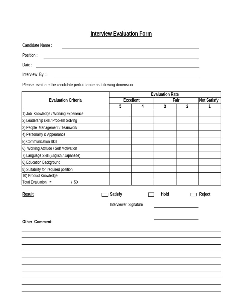 Candidate Interview Evaluation Form | PDF