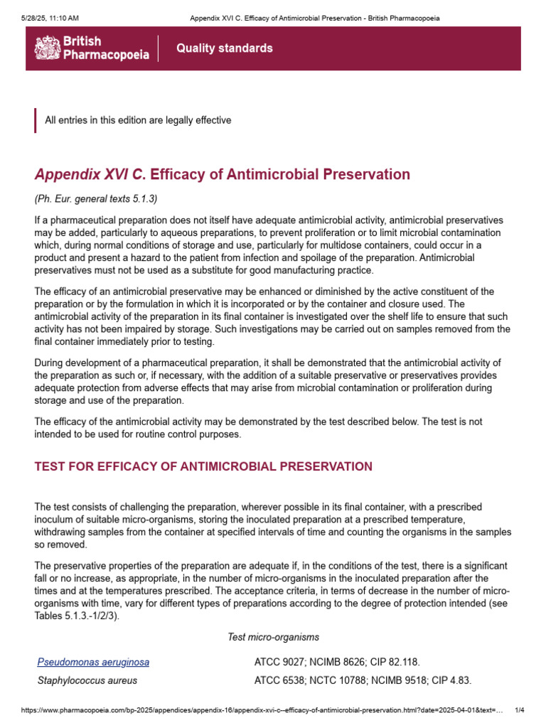 Antimicrobial Preservation Efficacy Test | PDF | Antimicrobial ...