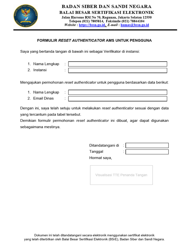 Form Reset Authenticator Untuk Pengguna | PDF
