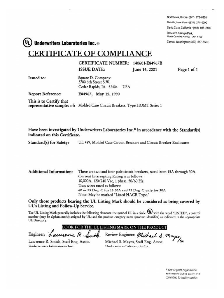 UL Certificate E84967B140601 | PDF