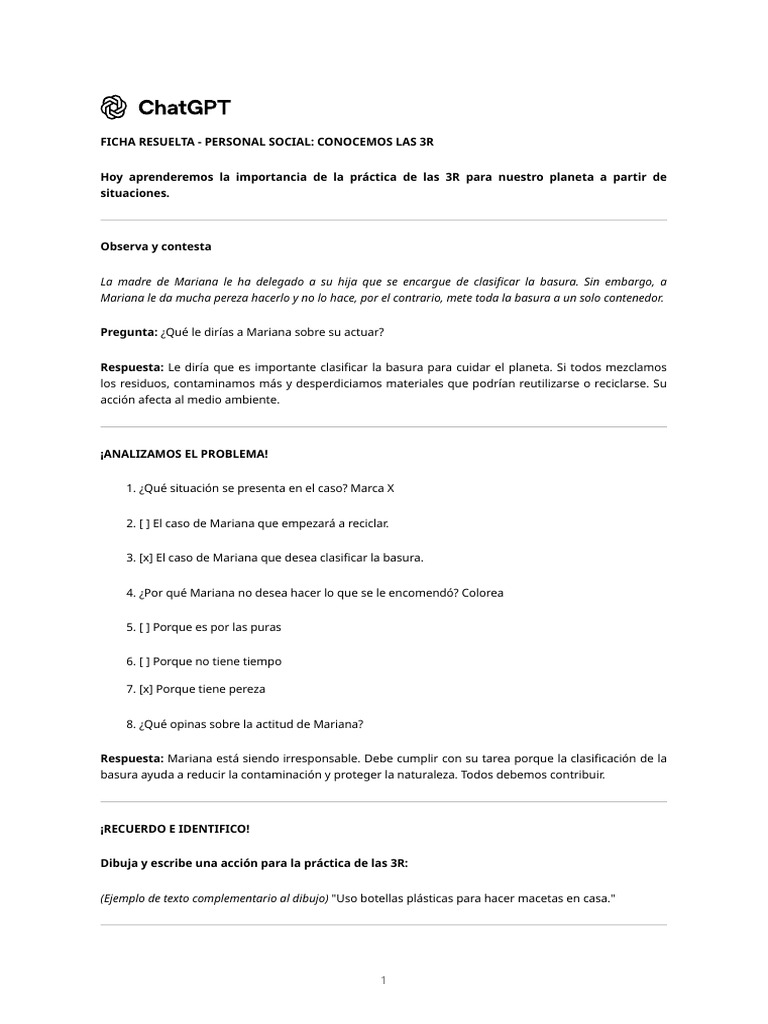 Ficha 3r Resuelta | PDF | Residuos | Reciclaje