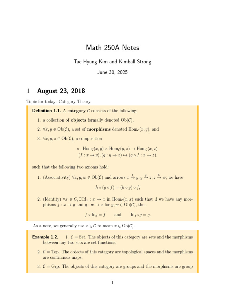 Math 250A Notes | PDF | Representation Theory | Group (Mathematics)