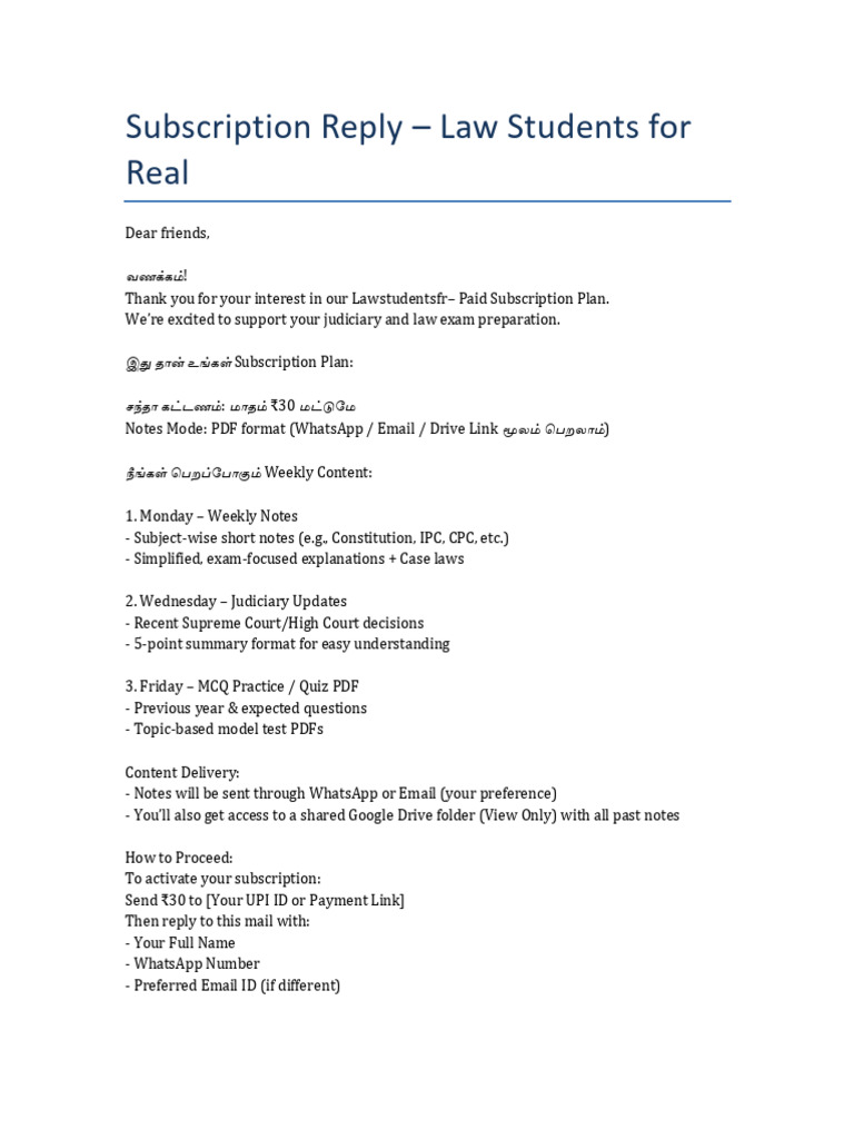 Subscription Plan | PDF