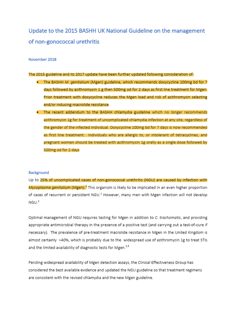 Updated BASHH Guidelines for NGU Management | PDF | Clinical Medicine ...