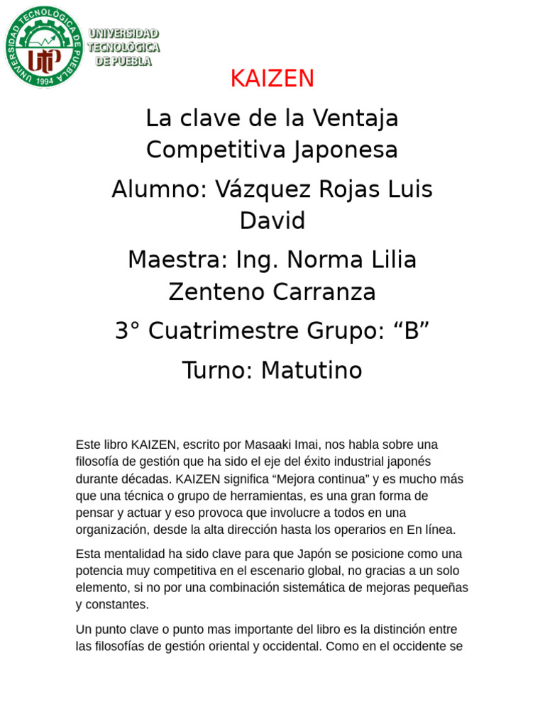 Kaizen: Mejora Continua en Empresas | PDF