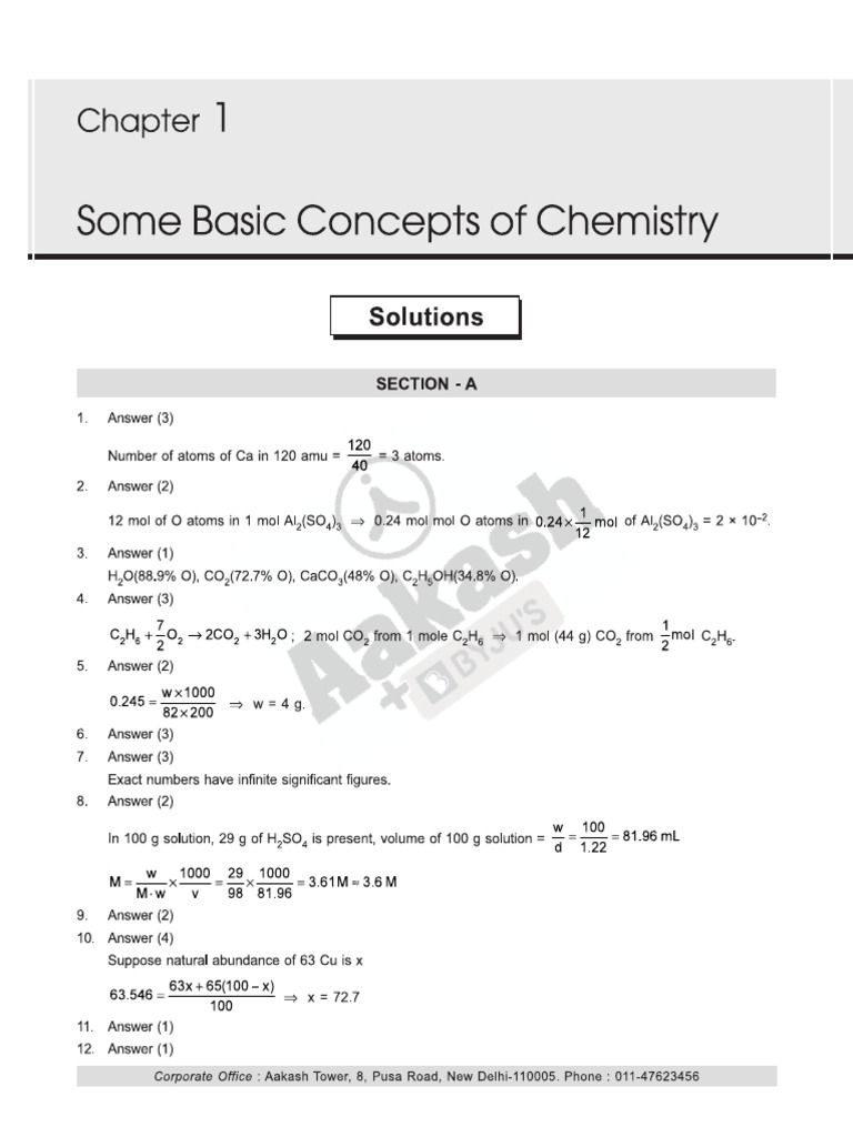 Mole Concept Solutions | PDF