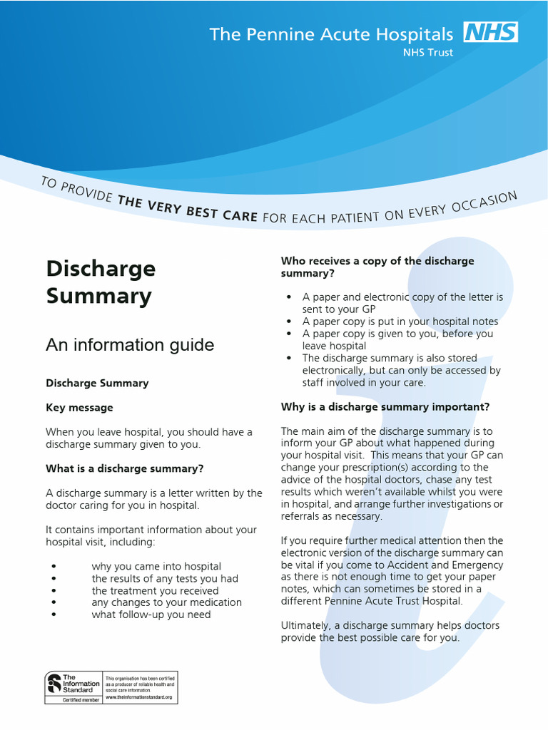 Understanding Your Discharge Summary | PDF | General Practitioner ...