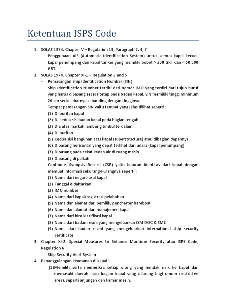 Ketentuan ISPS Code untuk Keamanan Kapal | PDF