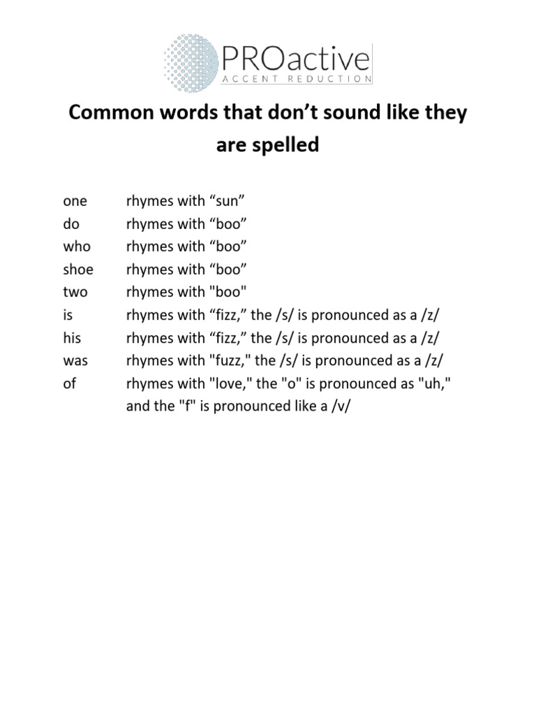 387 Part+Four Common+Word+Exceptions | PDF