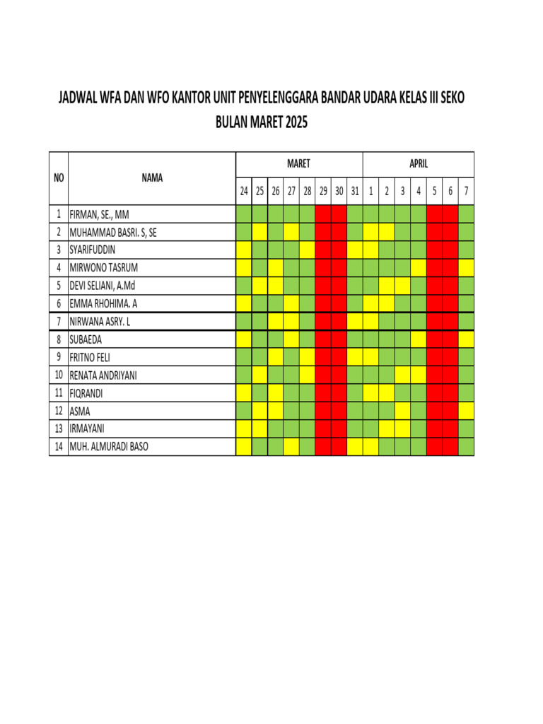 Jadwal Wfo Dan Wfa 2025 | PDF