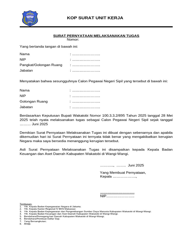 Contoh Format SPMT Cpns | PDF