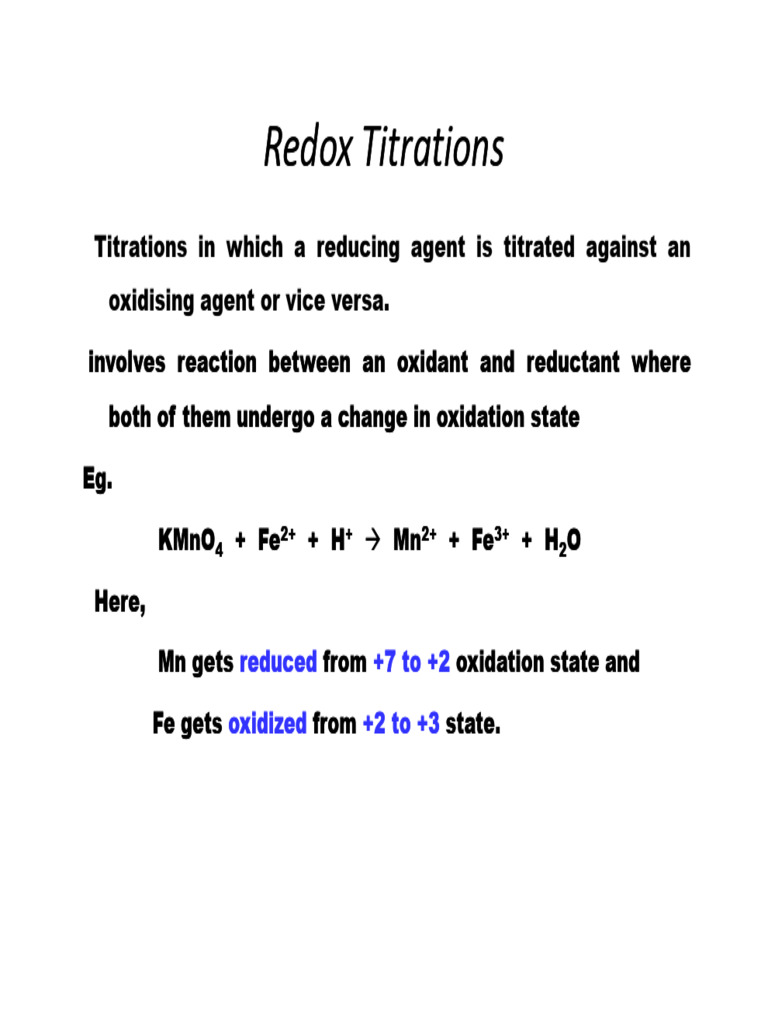 Redox | PDF | Titration | Chemistry