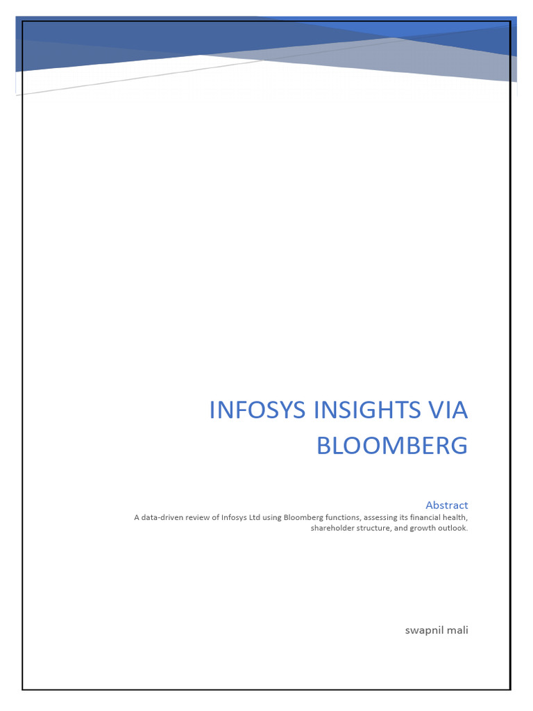 Bloomberg-Based Equity Research Report - Infosys LTD | PDF | Cost Of ...