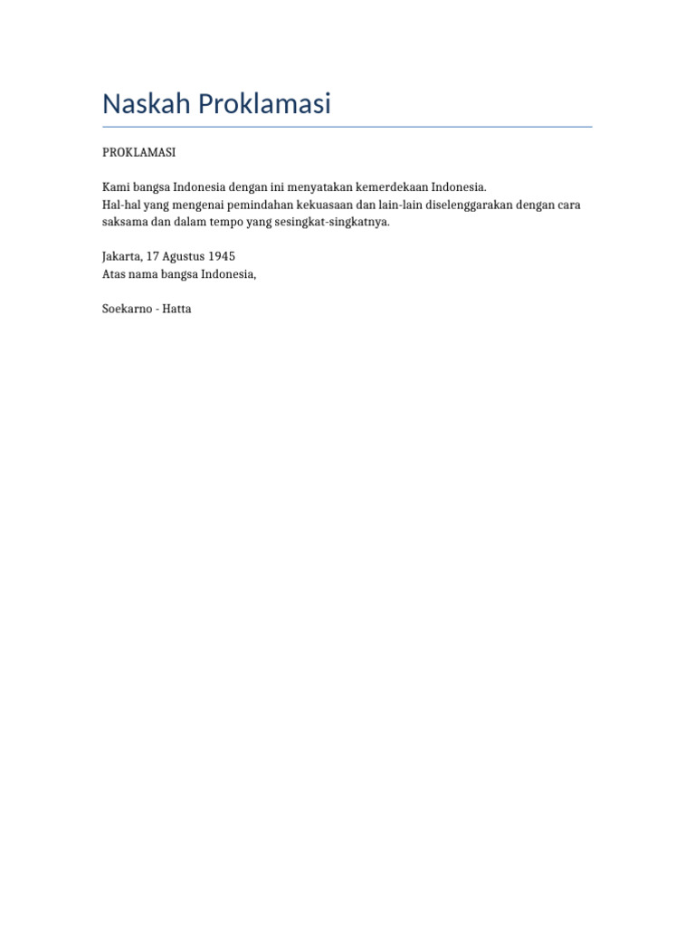 Proklamasi Kemerdekaan Indonesia 1945 | PDF