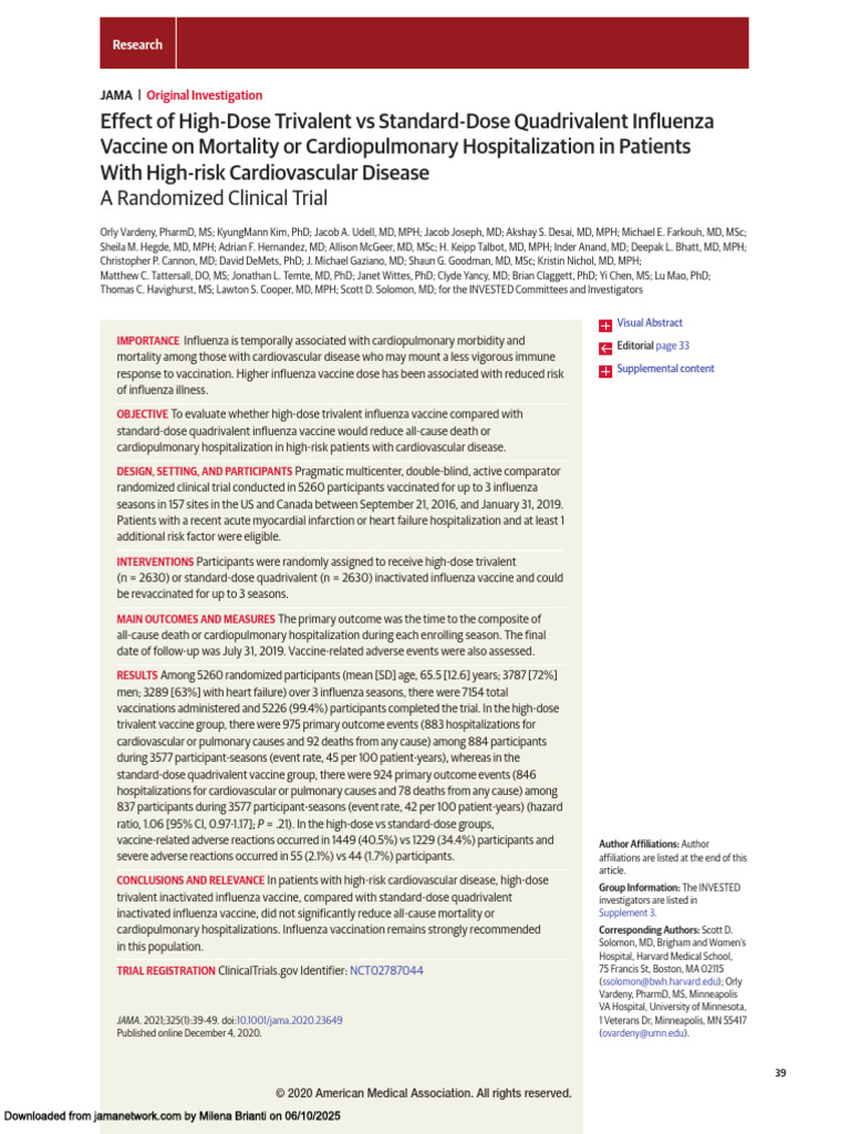Jama Vardeny 2020 Oi 200133 1609784431.40823 | PDF | Influenza Vaccine ...