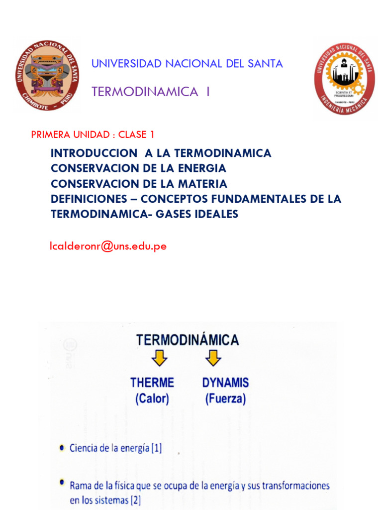 Clase 1 Introduccion A La Termodinamica - Gases Ideales | PDF | Termodinámica | Calor