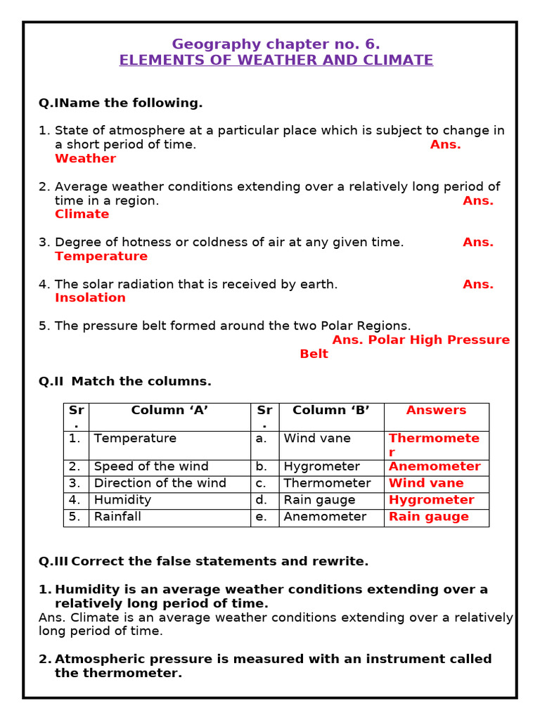 AS - WB - VII - Elements of Weather and Climate | PDF | Atmosphere Of ...