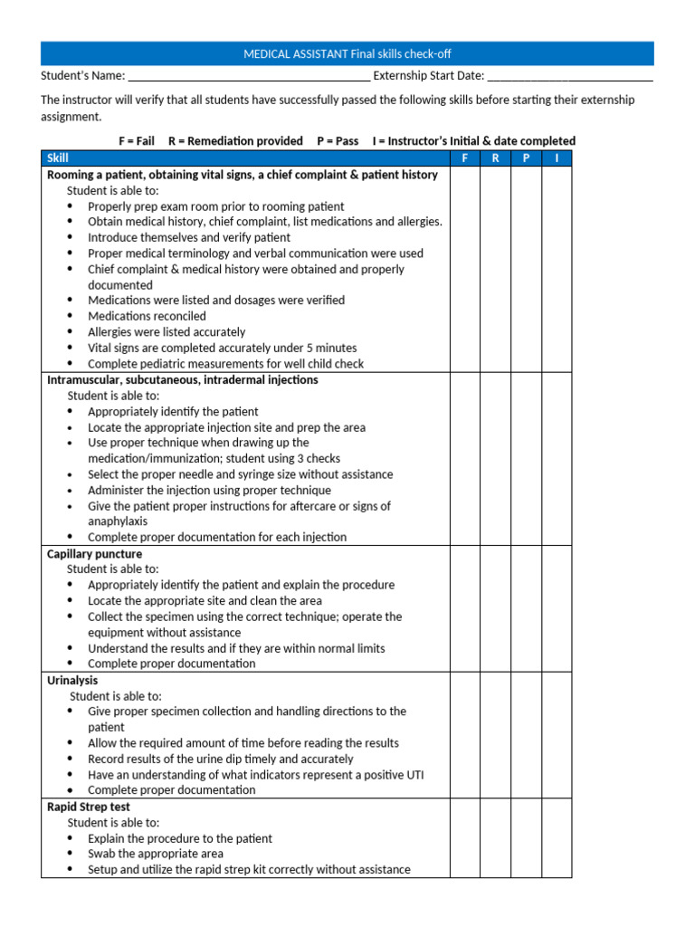 2022 Medical Assistant Final Skills Check | PDF | Injection (Medicine ...