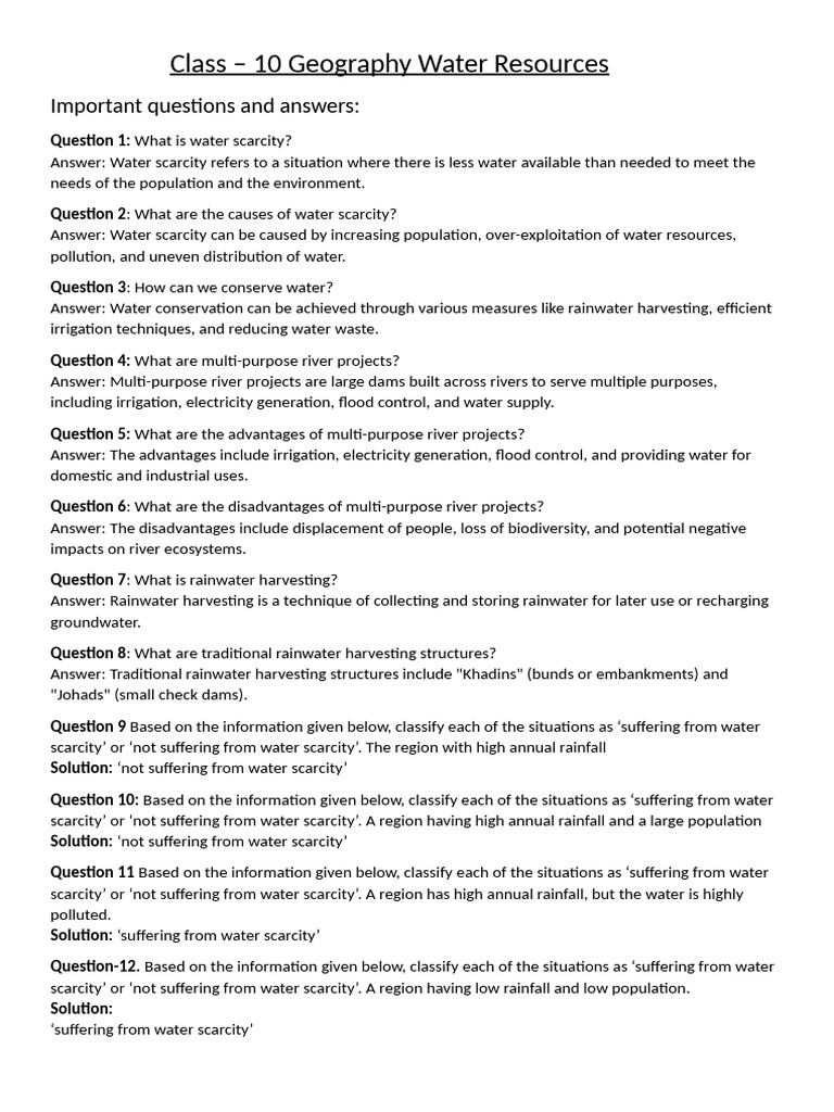Class-10 Water Resources | PDF | Reservoir | Water