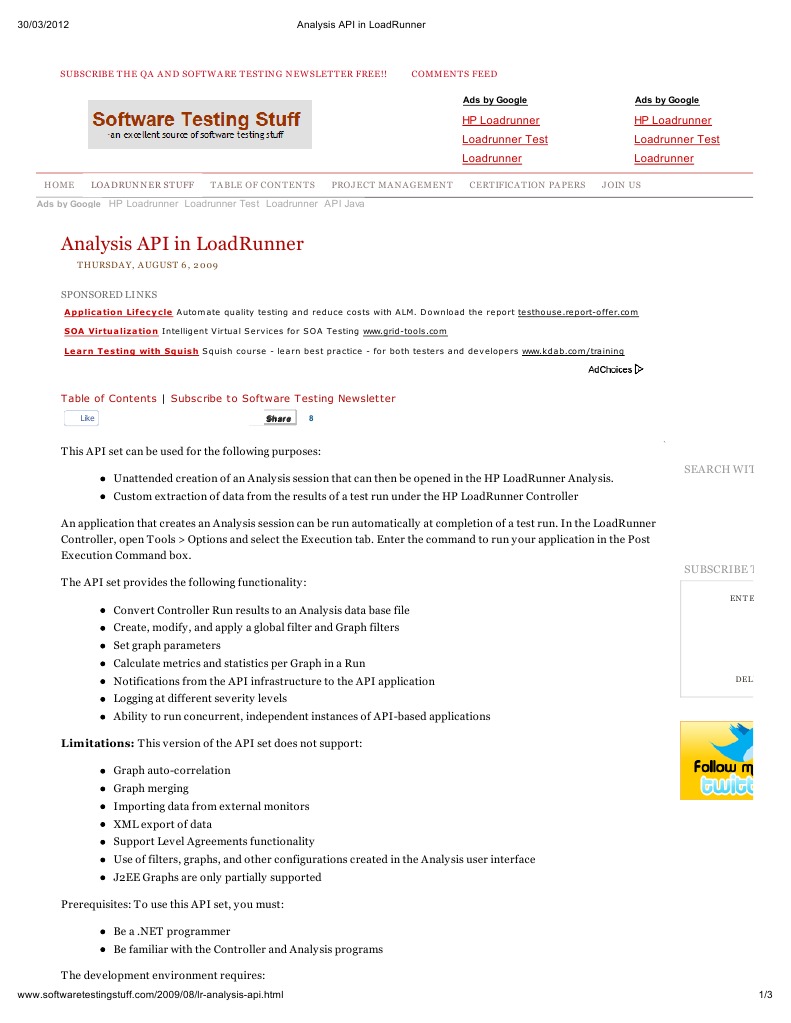 Analysis API in LoadRunner | PDF | Application Programming Interface ...