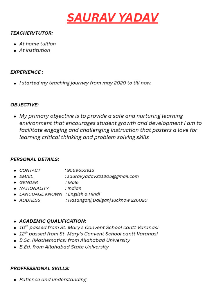 Saurav Yadav Resume | PDF
