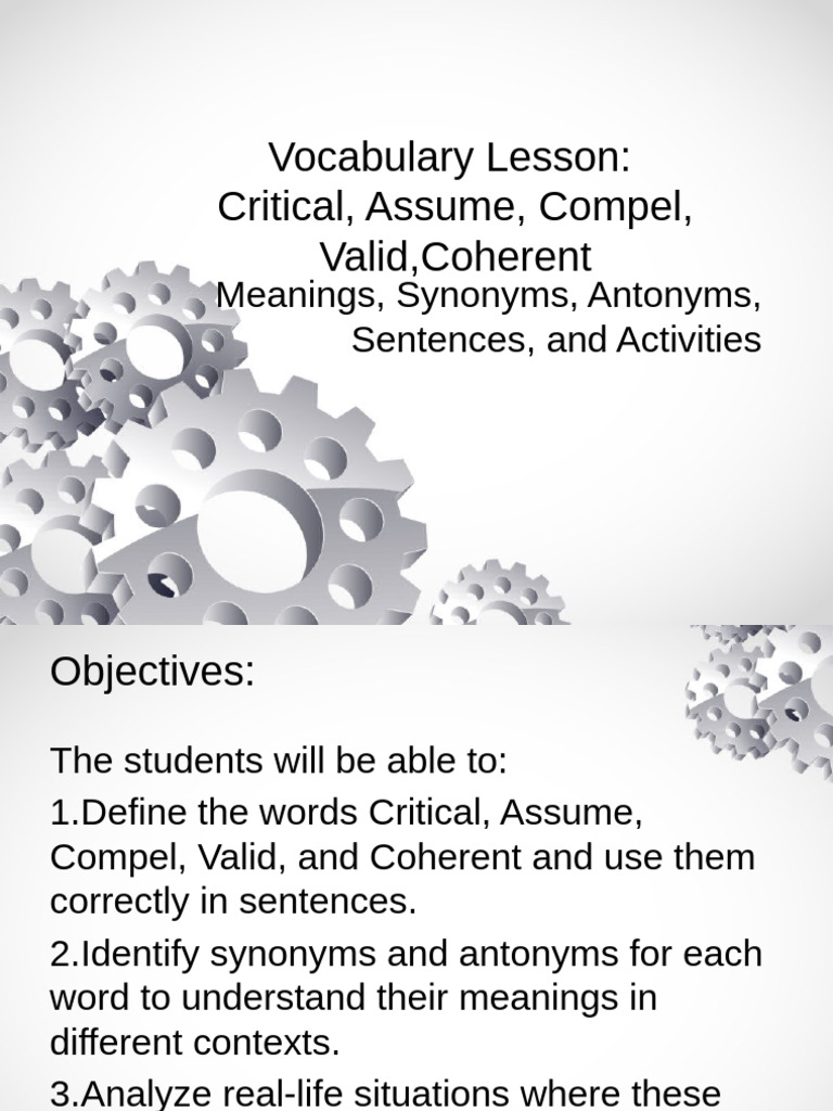 Vocabulary Lesson | PDF