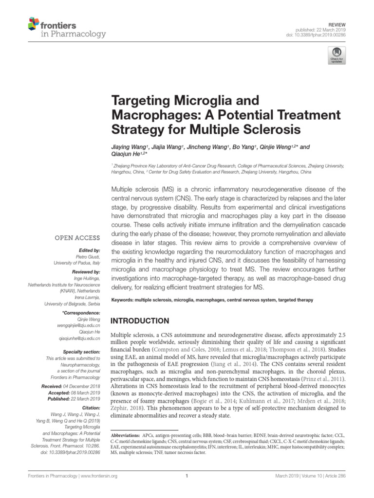 Targeting Microglia and Macrophages A Potential Treatment Strategy For ...