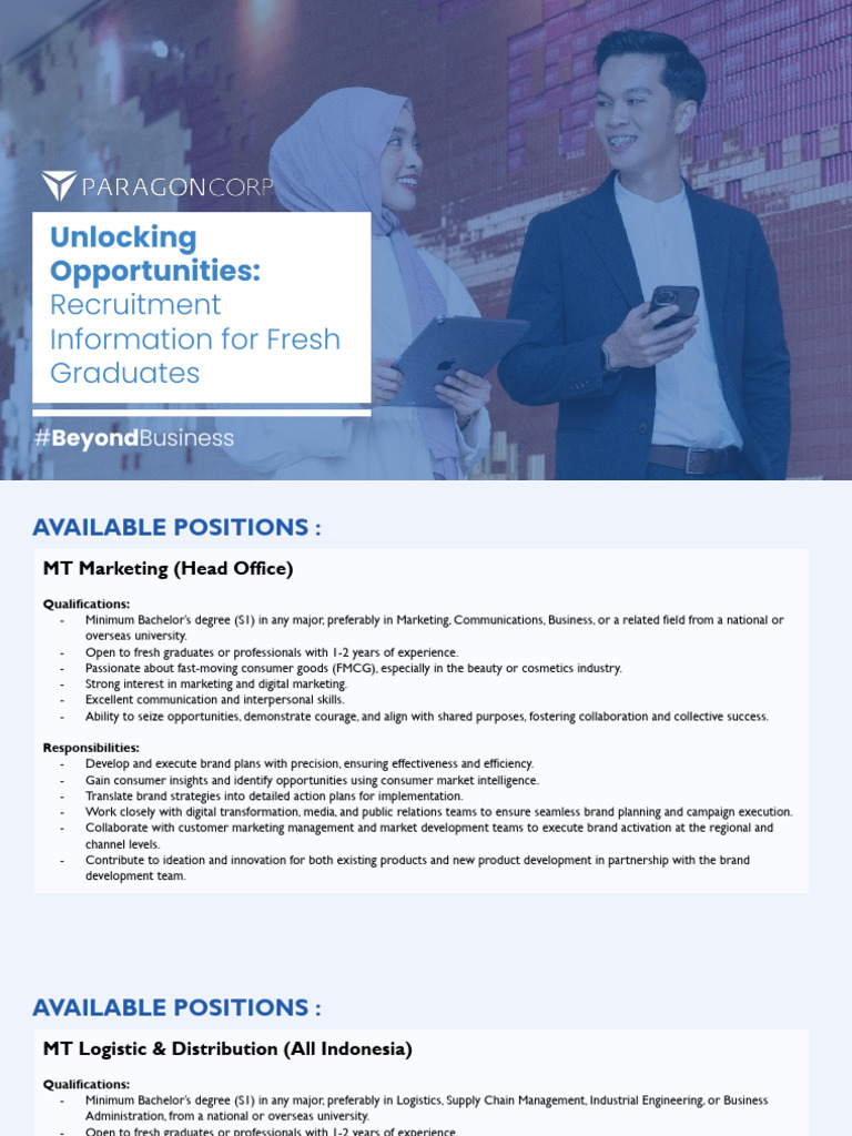 Booklet Exclusive Recruitment MT 2025 | PDF | Logistics | New Product Development